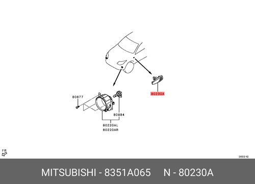 Genuine OE Lamp Assembly Turn Signal 8351A065 for Mitsubishi 8351-A065 ...