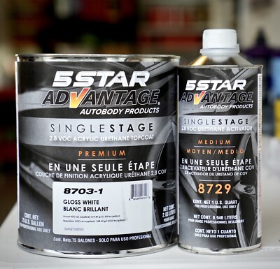 5 Star Advantage Gloss WHITE Single Stage Acrylic Urethane Automotive ...
