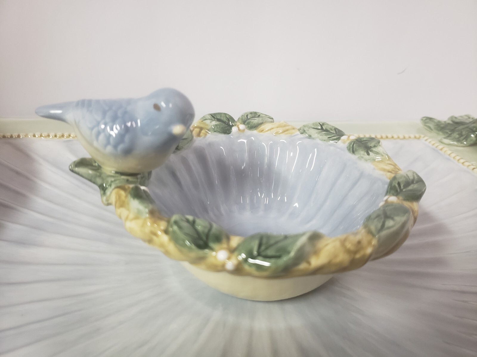 Amscan Large Ceramic Chip Veggie Dip Appetizer Bluebird Serving Tray | eBay