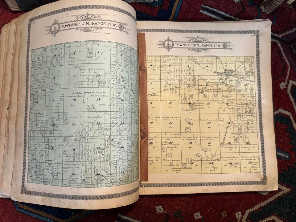 Rare 1912 Monominee County Michigan Standard Atlas Geo. A. Ogle & Co ...