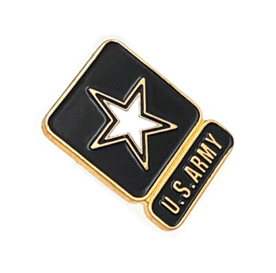 NOS OFFICIAL ISSUE US ARMY 1" STAR LOGO BLACK GOLD ENAMEL LAPEL HAT PIN ...