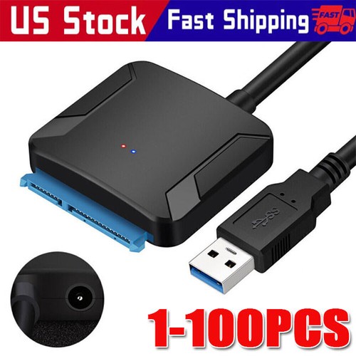 USB 3.0 to SATA External Hard Drive Reader 2.5" 3.5" HDD SSD Power ...