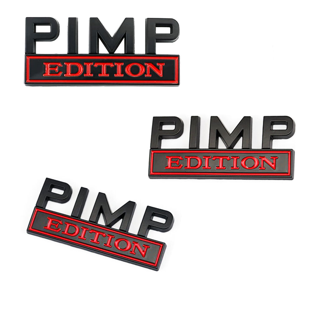 2pc PIMP EDITION Black emblem Badges fits Chevy Honda Toyota Ford Car ...