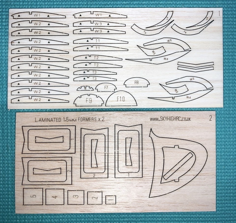 Keil Kraft Cub ~ 20" FF Glider / Jetex ~ Laser-cut Balsa Wing RIB ...