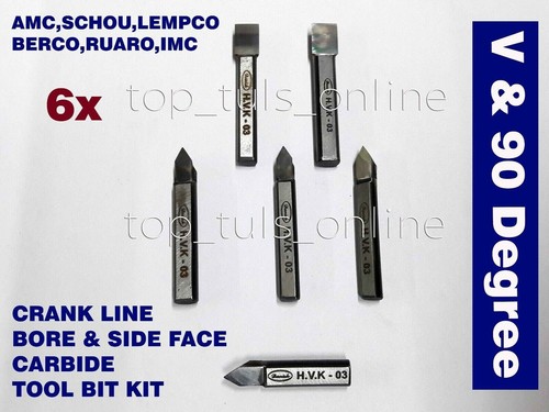 6x BERCO 10mm DIA CRANK LINE BORE & SIDE FACE CARBIDE TOOL BIT KIT V ...