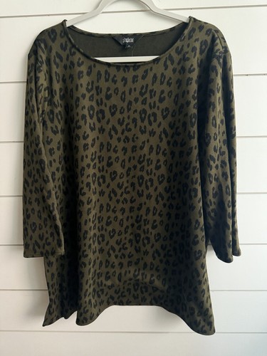SLIM FACTOR by Investments Size XL Animal Print Tunic/Shirt 3/4 Sleeve ...