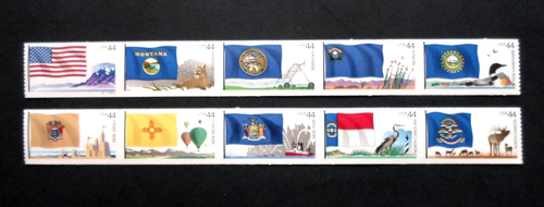 2010 Flags Of Our Nation Set 4 Cat # 4303-4312 Two Strips of 5 Coil ...