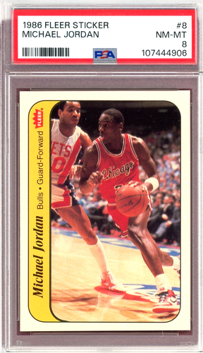 MICHAEL JORDAN " 1986 " FLEER STICKER #8 " ROOKIE " PSA 8 $$$ !!! | eBay