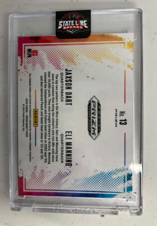 2025 Panini Prizm Draft Picks Jaxson Dart/Eli Manning Dual Color Blast ...