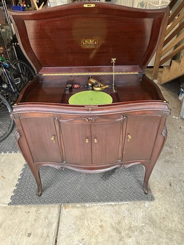 Antique Working VICTOR VICTROLA VV-230 Phonograph Console & Records | eBay