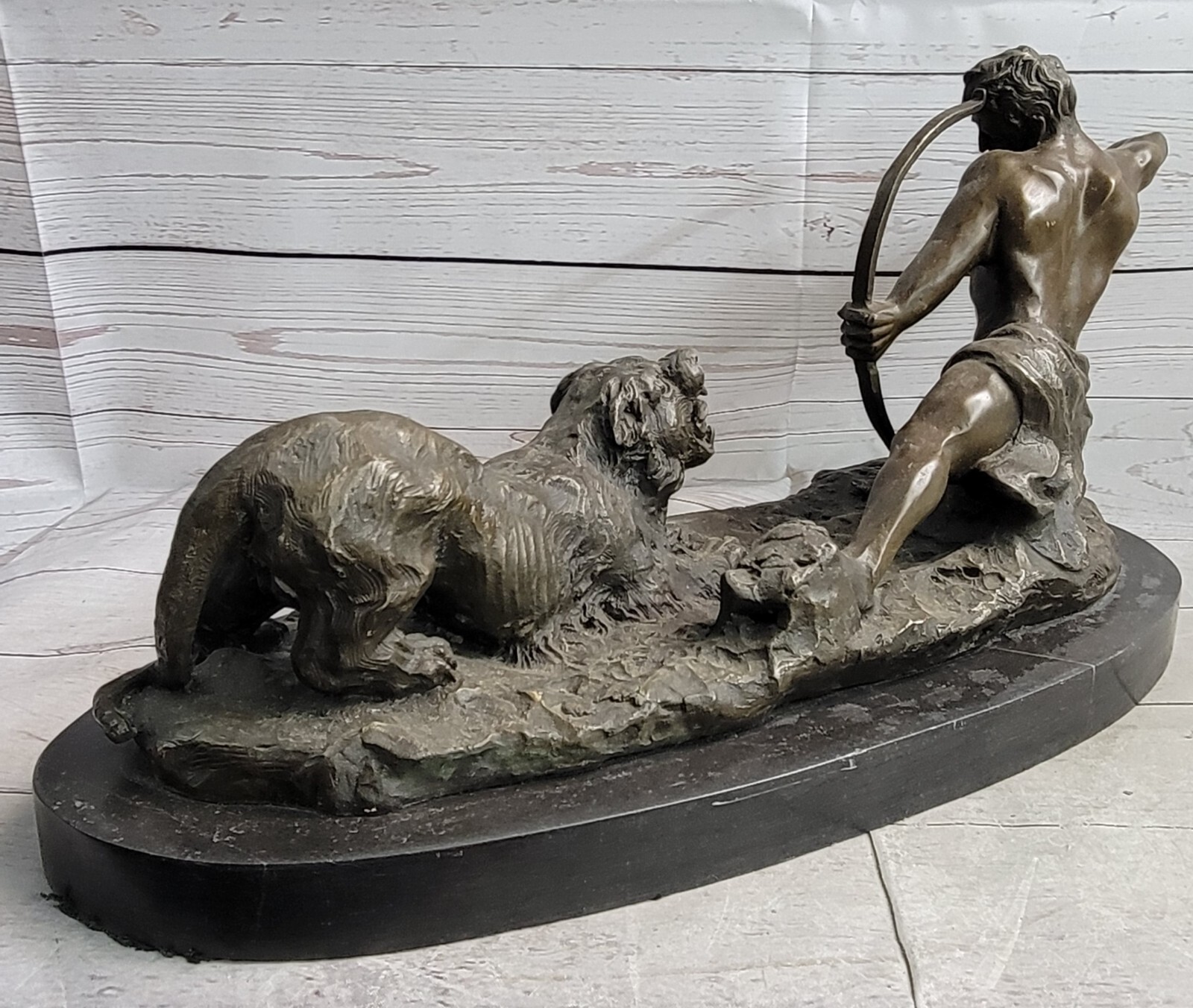 Signed Milo Man With Bow And Arrow Real Bronze Sculpture Hot Cast ...