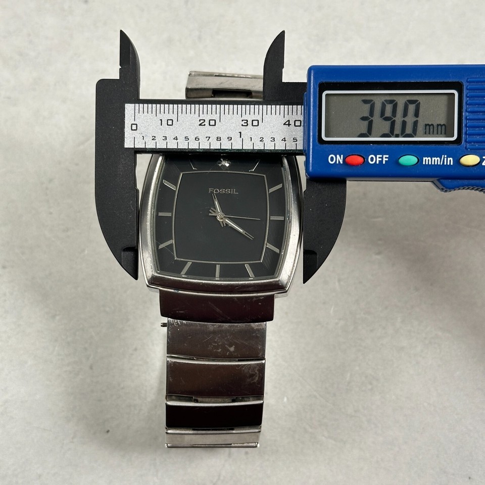 Fossil Watch Mens Homme Diamond Accent Black Dial Silver Tone New ...