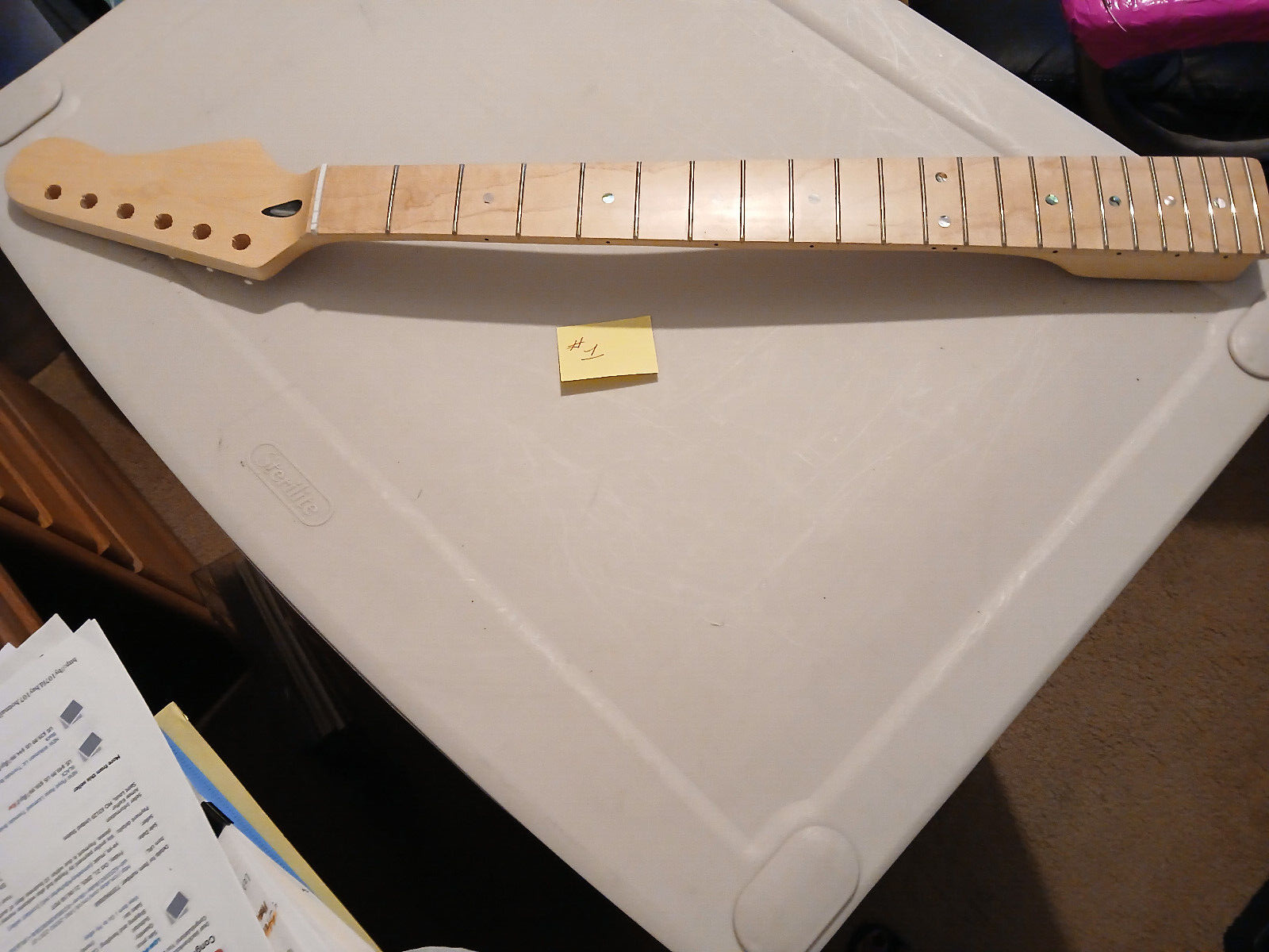 22 Fret Maple Back Guitar Neck w/ Quilted Maple Fretboard Strat Style ...