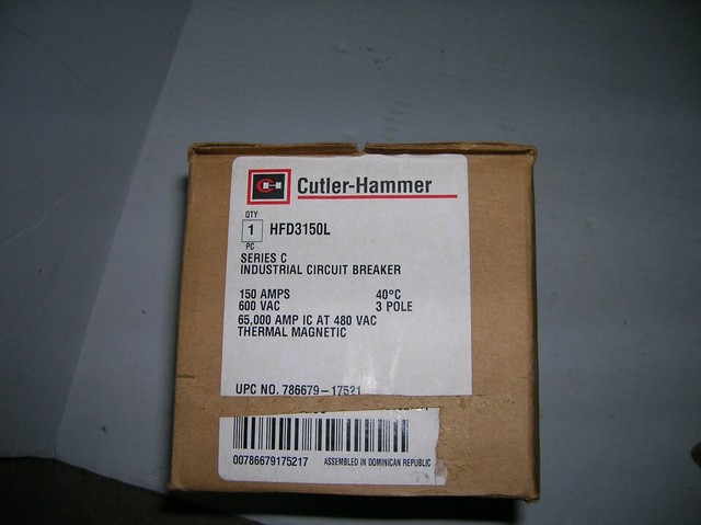 Eaton Cutler Hammer HFD HFD3150L 3 Pole 600v 150 Amp Circuit Breaker ...