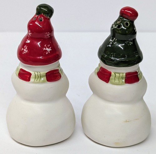 Hallmark Christmas Salt & Pepper Shakers Snowman Couple Wearing Hats ...
