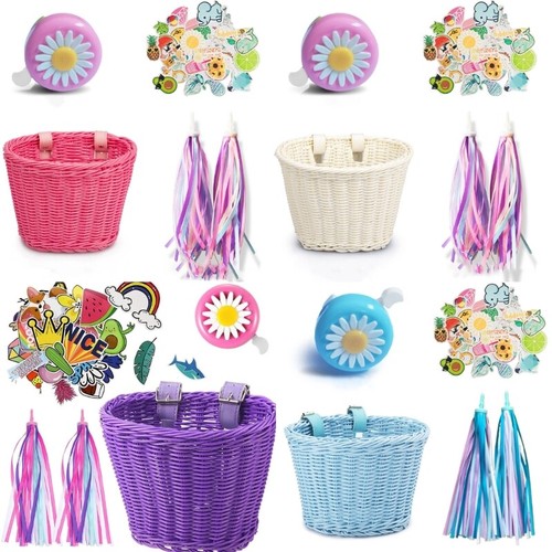 Kids Streamer Set, Bike Basket with Colorful Streamers, Bell and ...