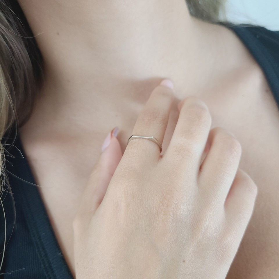 Solid 10k Gold Line Ring - Flat Top Ring - Bar Ring - 10k Solid Gold Rings | eBay