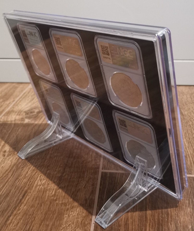 6 Grids Acrylic / EVA in Black Display Frame Storage Box For NGC/PCGS ...