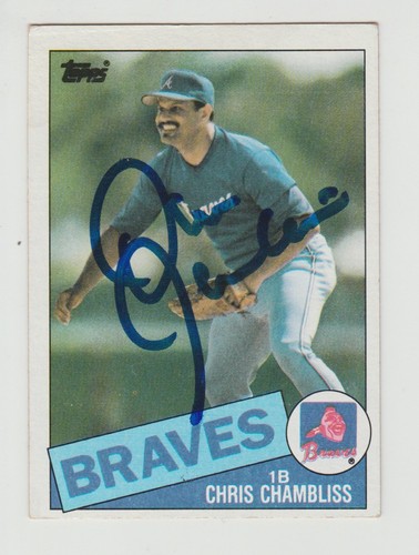 1985 TOPPS CHRIS CHAMBLISS BRAVES AUTO AUTOGRAPH SIGNED CARD #518 JSA ...