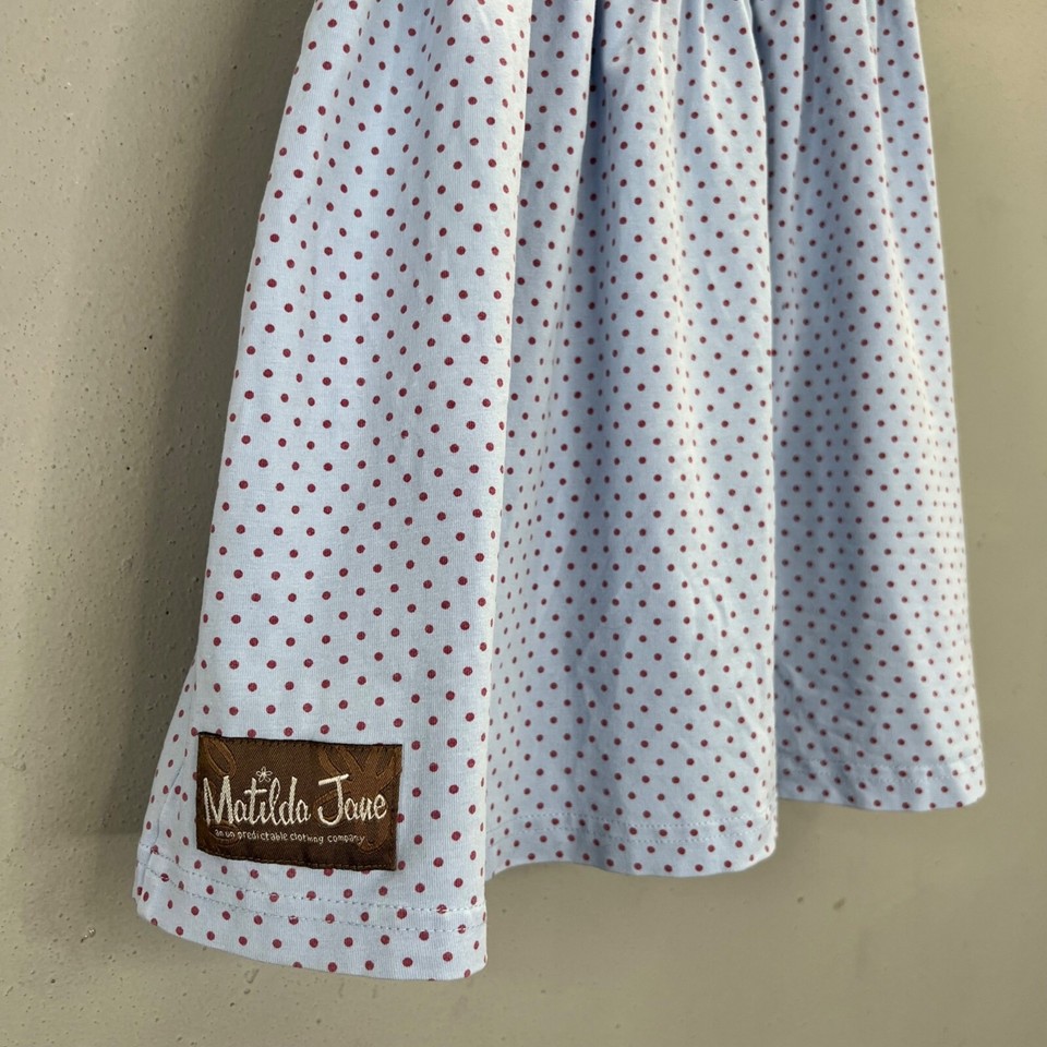 Matilda Jane Character Counts Luna Dress size 2 Blue Polka Dot Ruffle ...