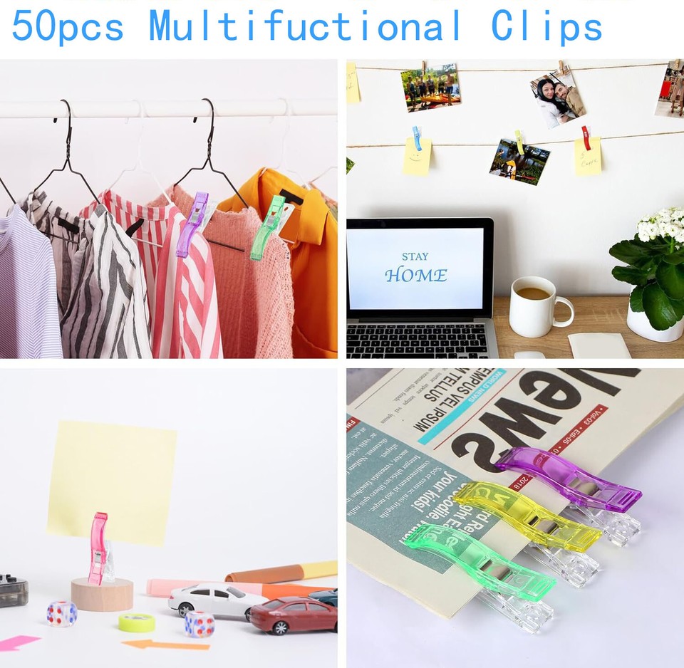 50PCS Large Sewing Clips Fabric Clips Jumbo Wonder Clips Fabric Clamps ...