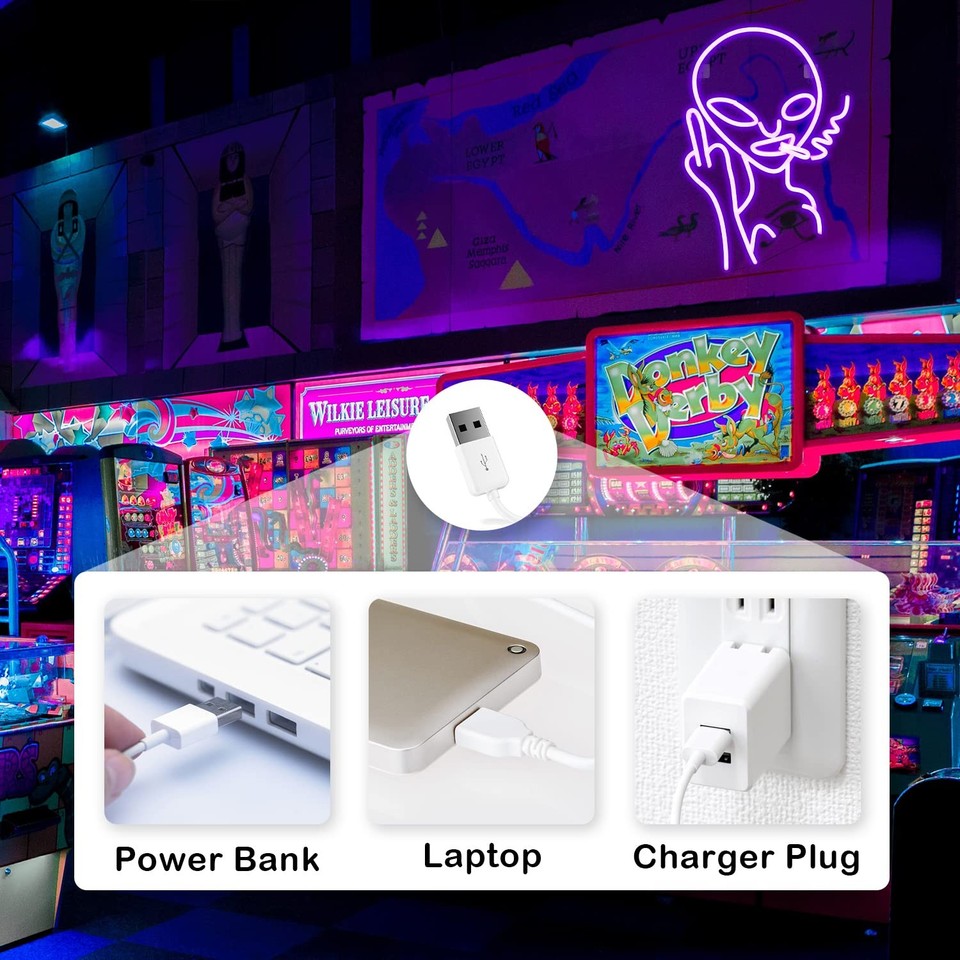 Purple Alien Neon Sign Purple Alien LED Sign Neon Signs for Wall Decor ...