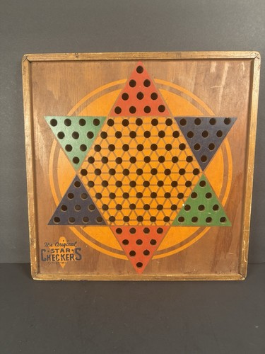 Vtg The Original 1938 Star Chinese Checkers Wood Game Board NO Marbles ...