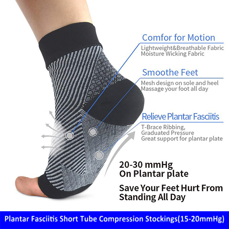 Ankle Support Compression Sleeve Socks Foot Pain Relief Brace Plantar ...