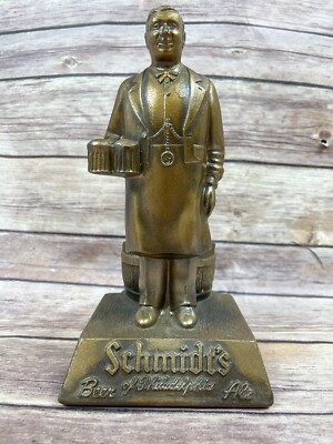 Vintage Schmidts Beer bar top advertising bronze metal display statue ...