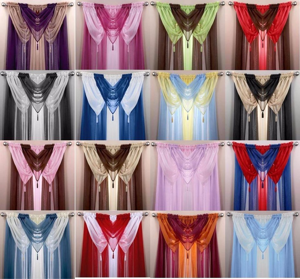 1 VOILE SWAG SWAGS TASSLE DECORATIVE NET CURTAIN DRAPE PELMET VALANCE ...