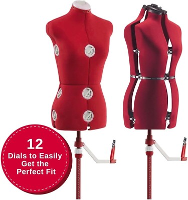 Singer Sewing Adjustable Red Form Mannequin (missing tripod / pole) SEE ...