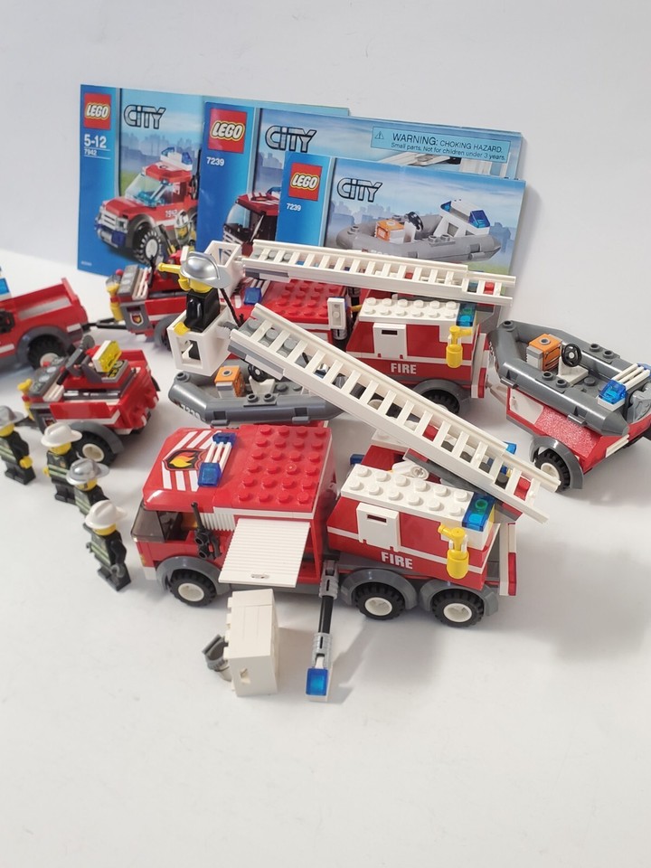 Lego 7239 7942 City Sets Fire Truck Off Road Rescue Firefighter w ...