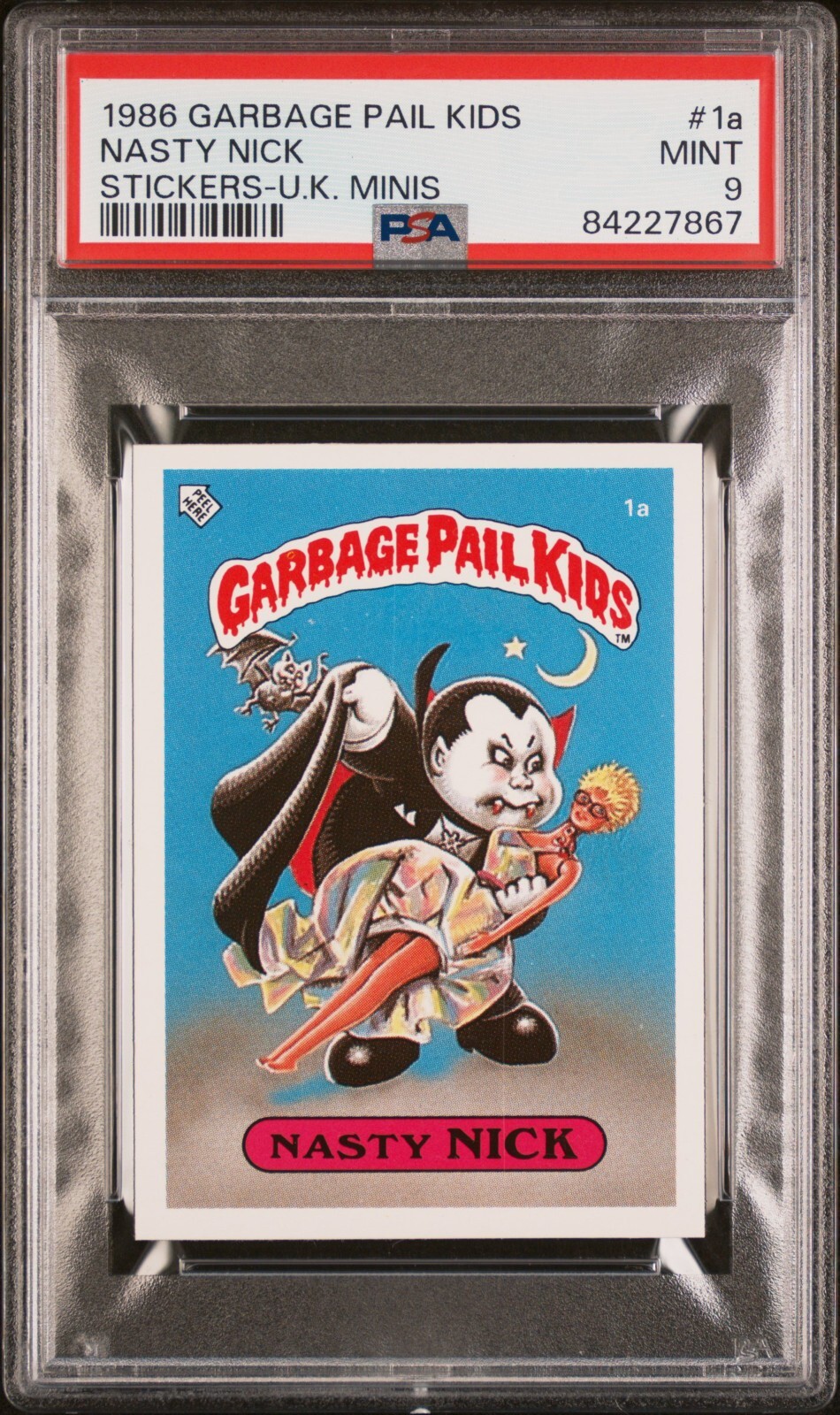 1986 Garbage Pail Kids OS1 Series 1 UK Mini NASTY NICK 1a Card PSA 9 ...