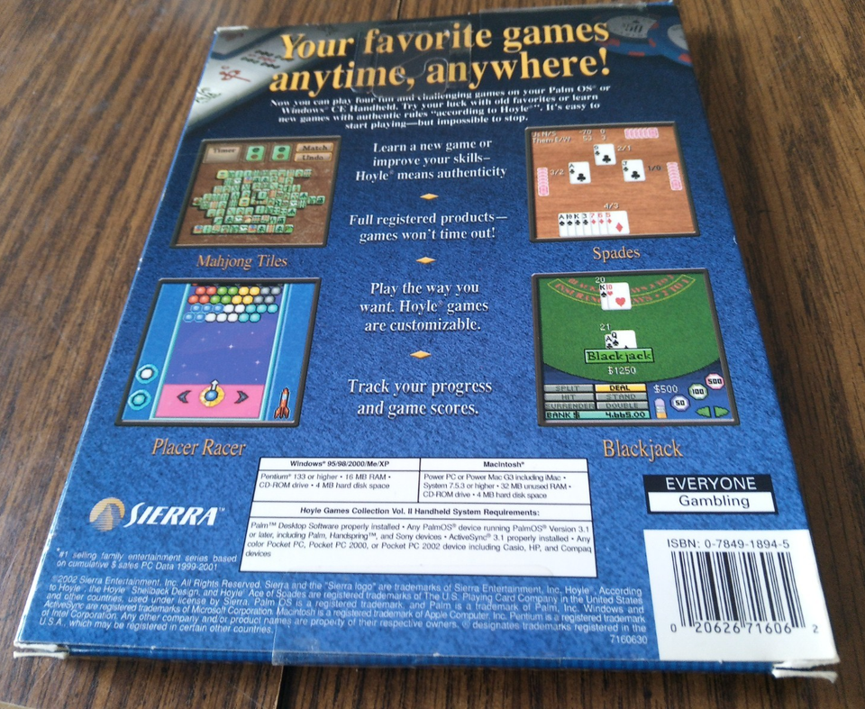 Hoyle Games Collection Vol. II For Palm OS And Windows CE Handhelds ...