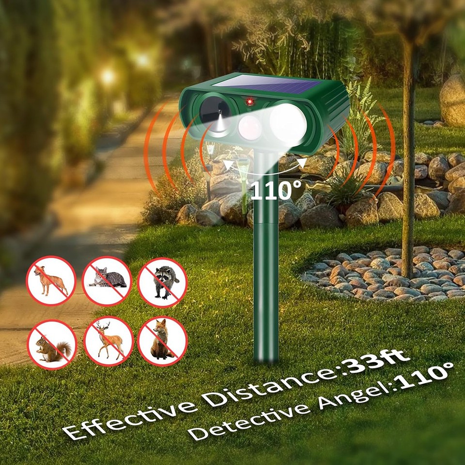 1-5 PK Animal Repeller Ultrasonic Solar Power Outdoor Pest Cat Mice ...