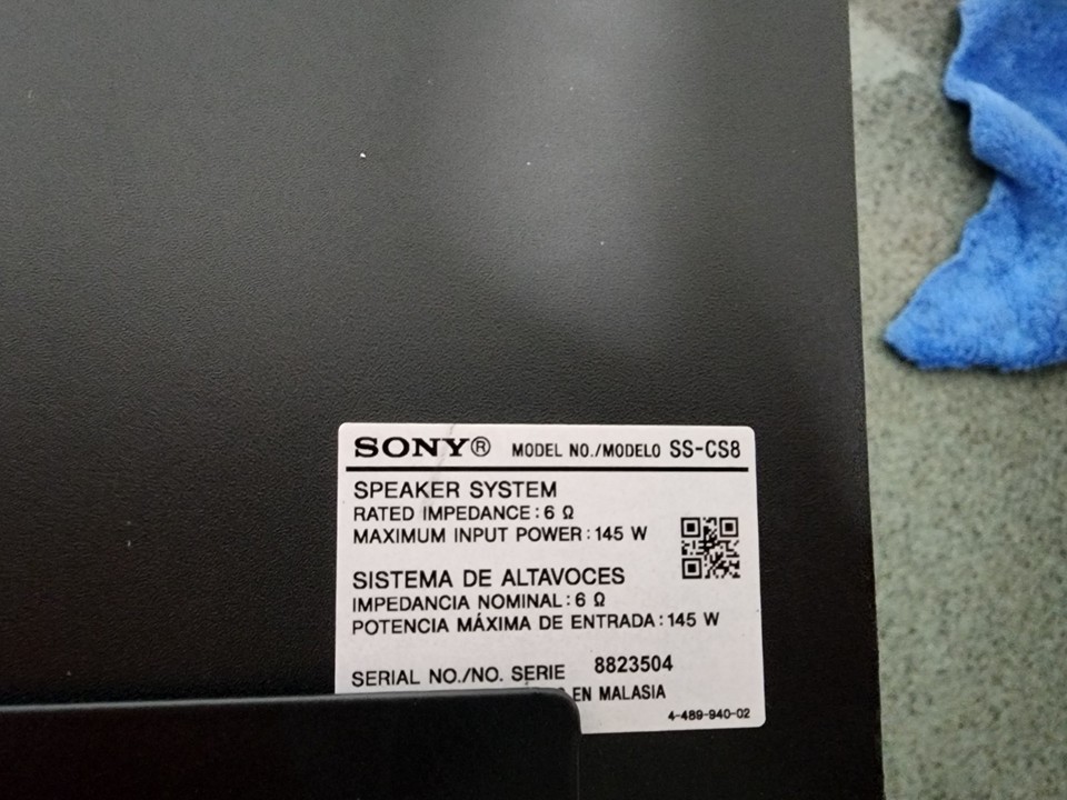 Sony SS-CS8 Speaker System Center Channel Speaker Black | eBay