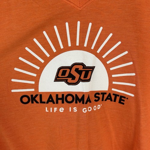Oklahoma State Cowboys Life Is Good Cool Tee Women’s Large L/S V Neck ...