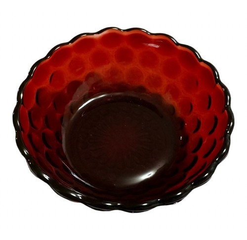 Qty 7 ANCHOR HOCKING Royal Ruby RED BUBBLE Fruit Berry BOWL 1934-65 ~ 4 ...