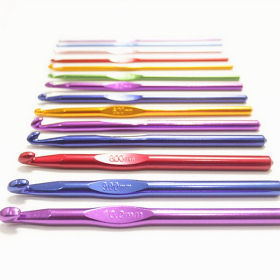 Metal Crochet Hook sizes 2-10mm -Craft Knitting Yarn Needles Wire ...