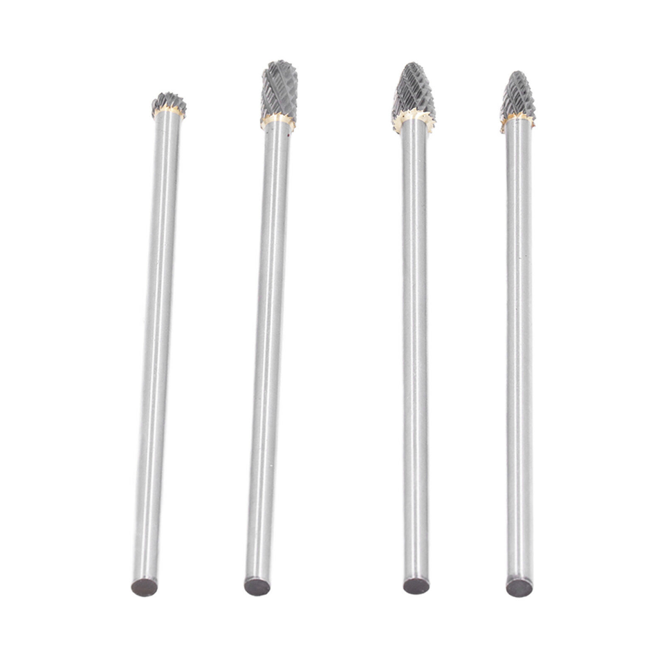 4Pcs Extended Carbide Rotating Burr Kit 1/4in Shank Grinding Head ...