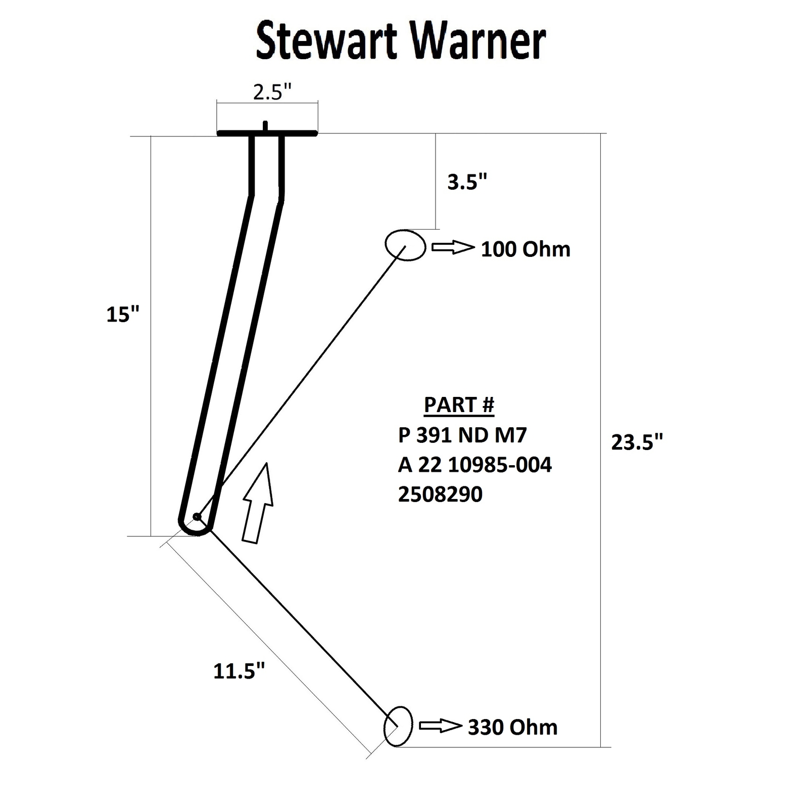 Stewart Warner Fuel Tank Sending Unit 2508290 For Pro Gator 12 VOLT ...