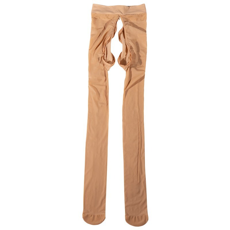 8D Ultra-thin Oily Shiny Pantyhose Zipper Open Crotch Stockings Tights ...