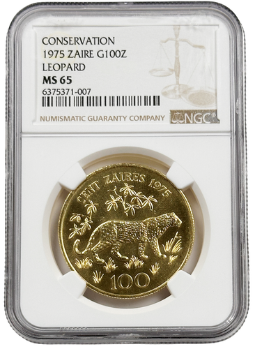 1975 Zaire 100 Zaires Gold Leopard Coin 544 Minted WWF World Wildlife ...
