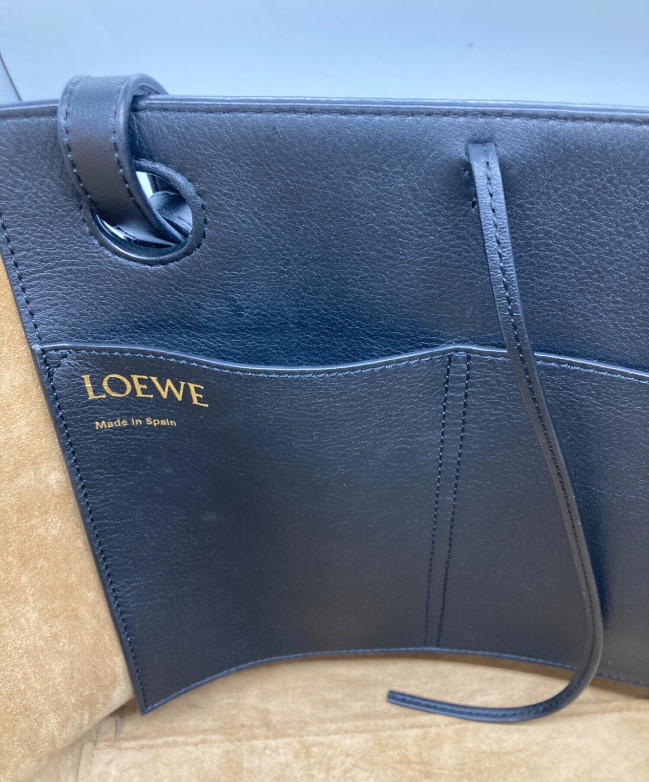 Loewe Anagram Logo Leather Tote Bag Black | eBay