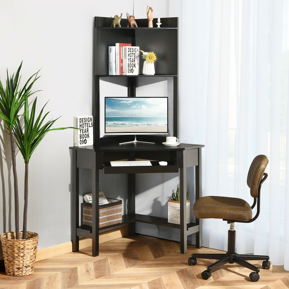 Small Corner Computer Desk Black
