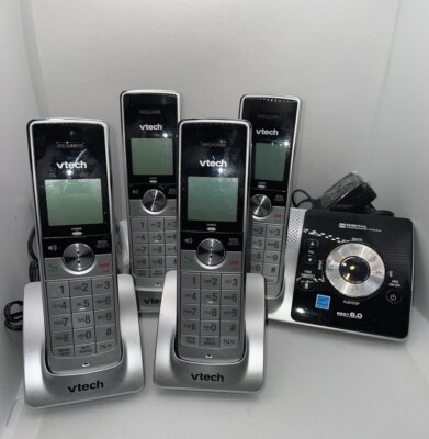 VTech DECT 6.0 Cordless Telephone Base 4 HANDSETS Answering Machine ...