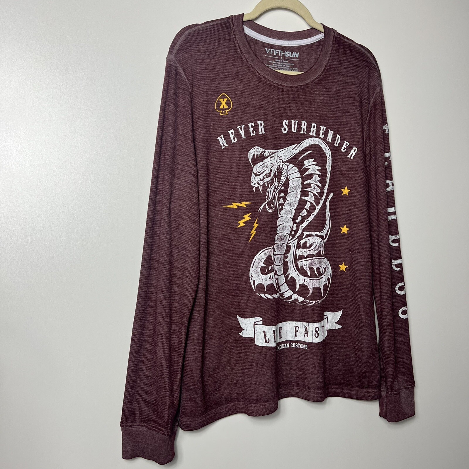 fifth sun never surrender live fast long sleeves thermal shirt size L ...
