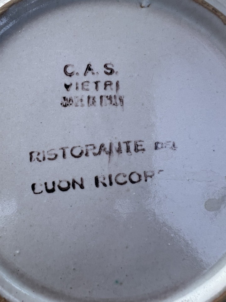 BUON RICORDO PLATE SOLIMENE VIETRI ITALIAN CERAMIC BORGOMANERO TAPULON ...
