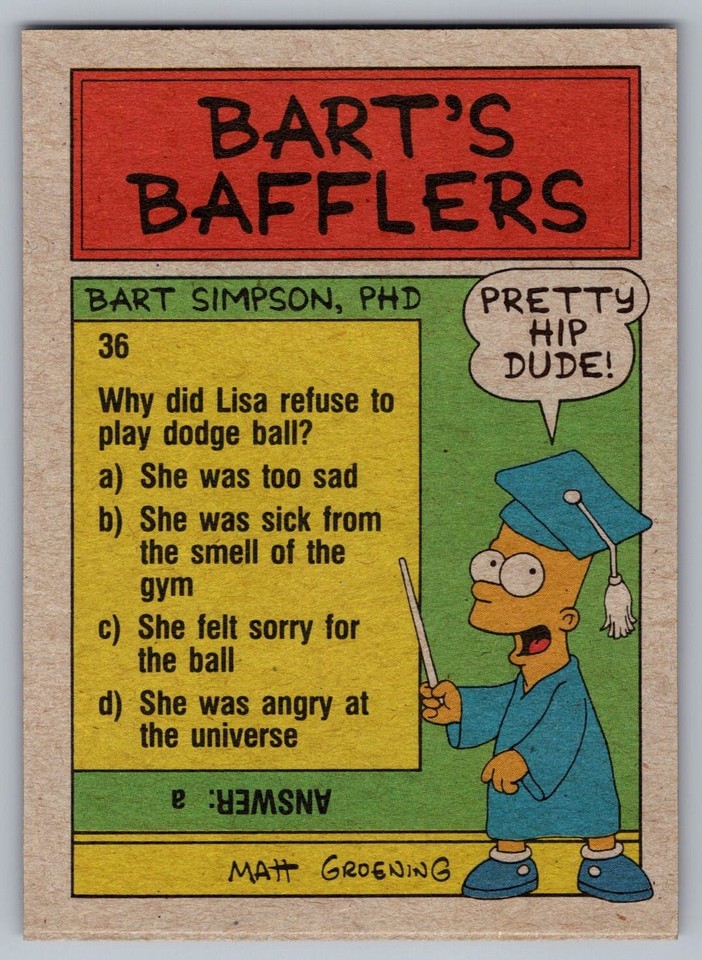 1990 Topps The Simpsons #71 "Your Father's Chasing After Bart | eBay