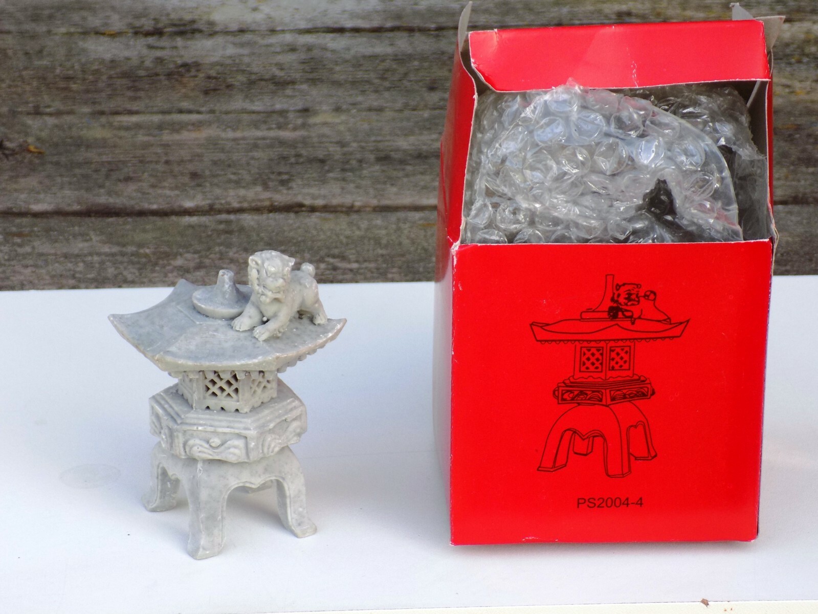 4" Granite Poly Stone Chinese Fu Foo Dog Lion Bonsai Zen Yukimi Lantern ...